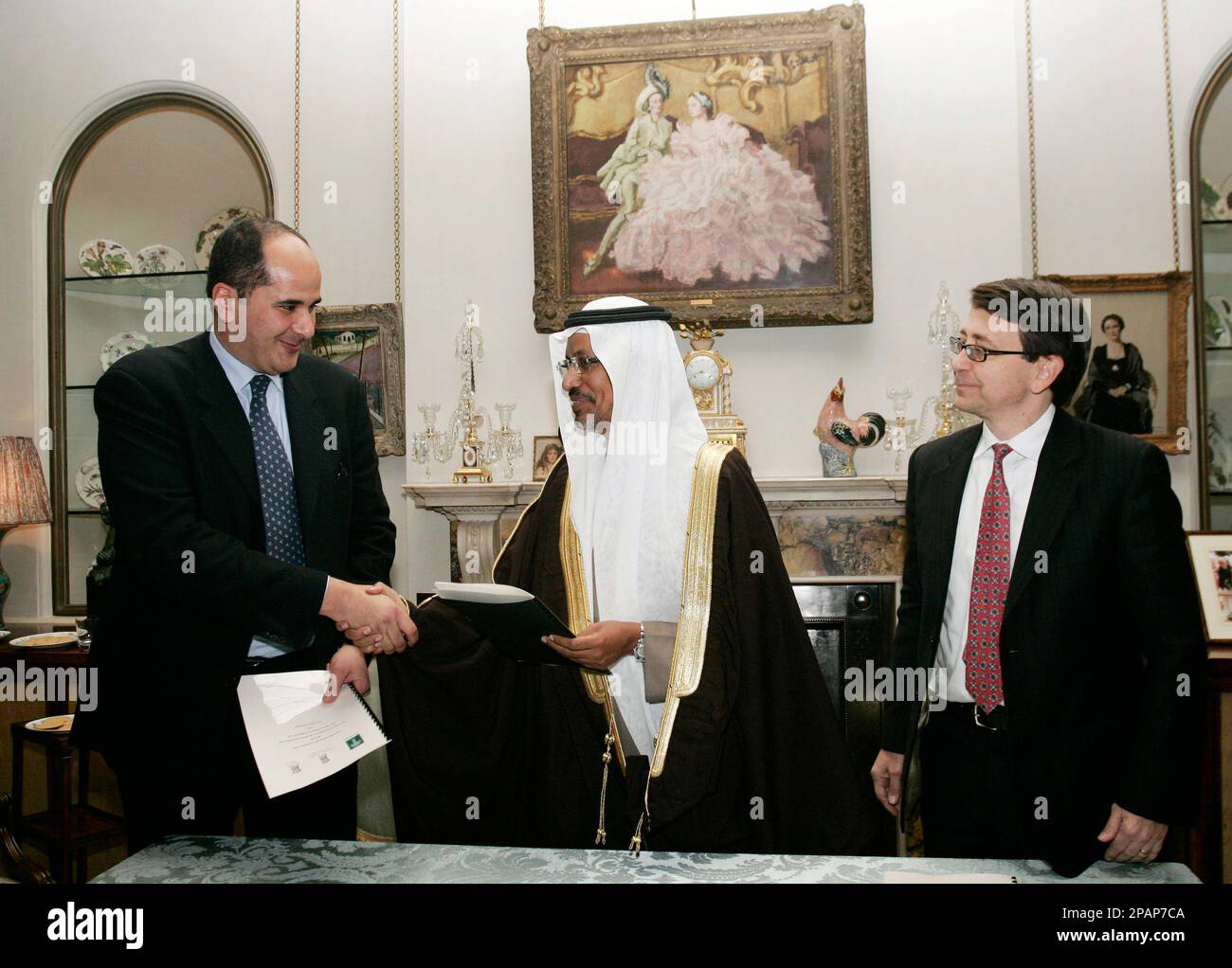 Khaled Azzam, left, representative of The Prince's School of Traditional Arts, Dr. Othman ...