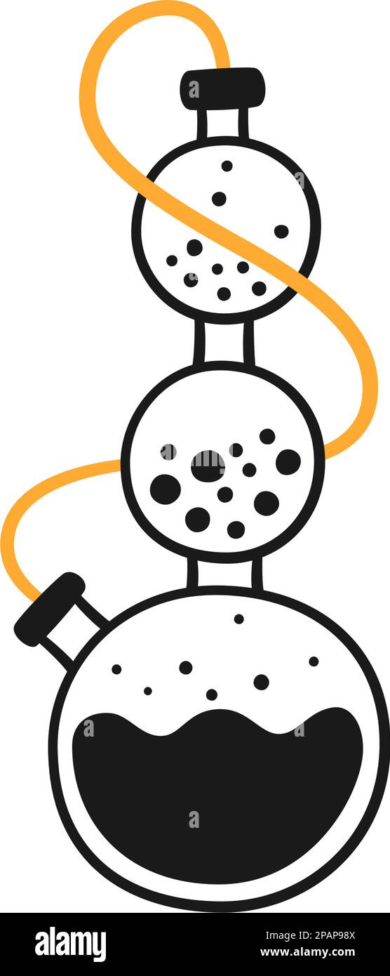 Science laboratory experiment. Lab chemistry test. Hand drawn chemical ...
