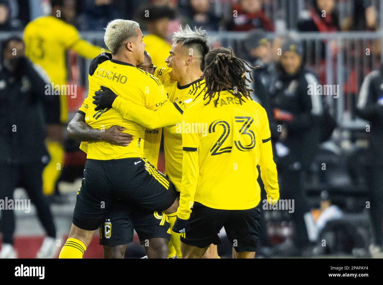Toronto, Canada. 11th Mar, 2023. Players of Columbus Crew celebrate ...