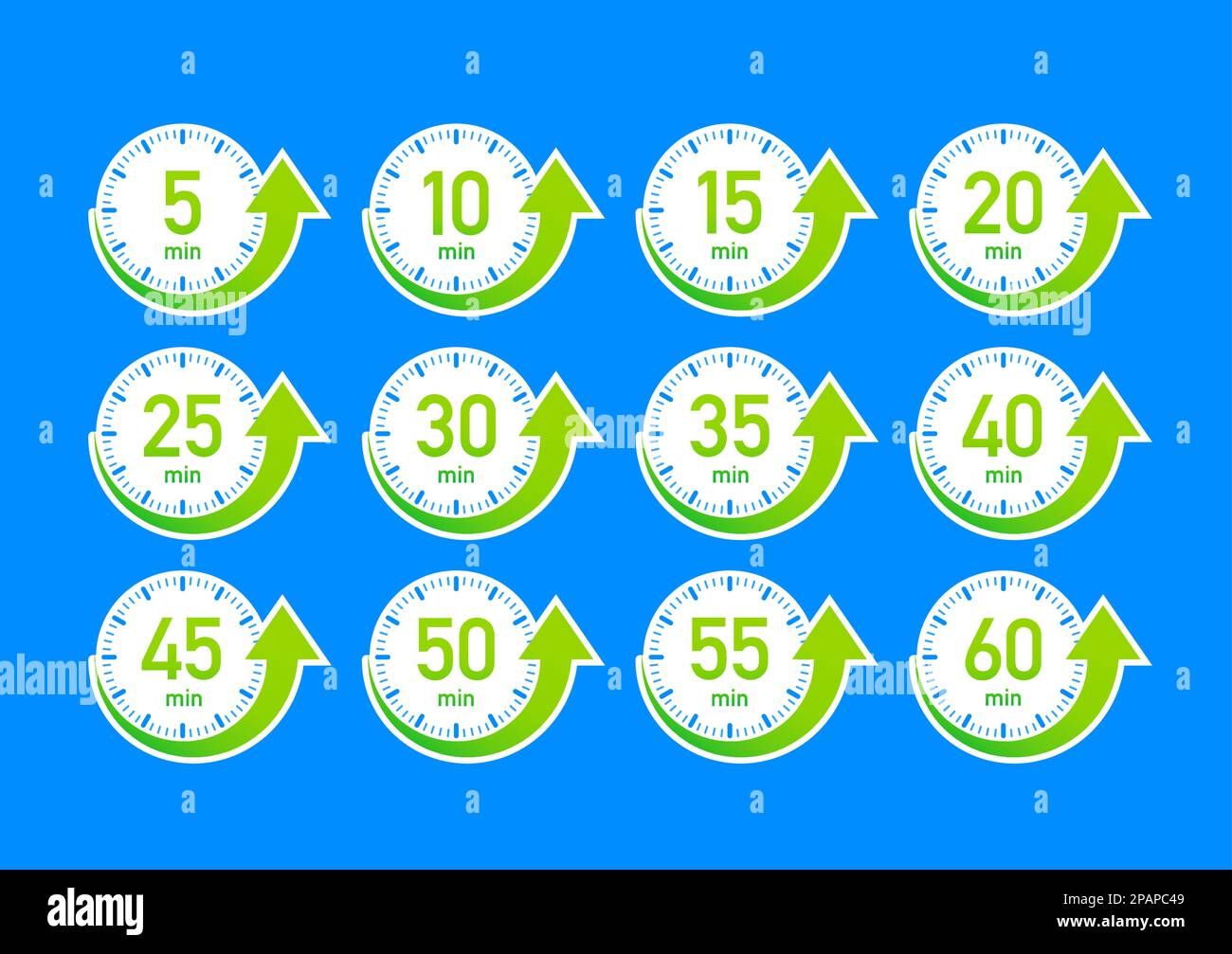 Timer, stopwatch icons set 10 20 30 40 50 60 minutes. Cooking time ...