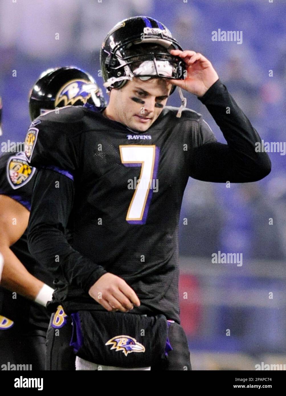 Baltimore Ravens quarterback Kyle Boller (7) walks to the sidelines ...