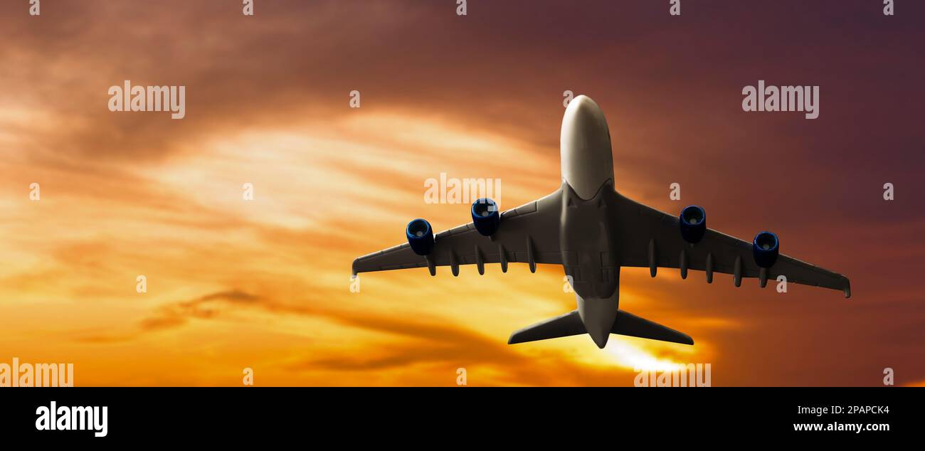 Airplane high speed on the clouds sky Stock Photo - Alamy