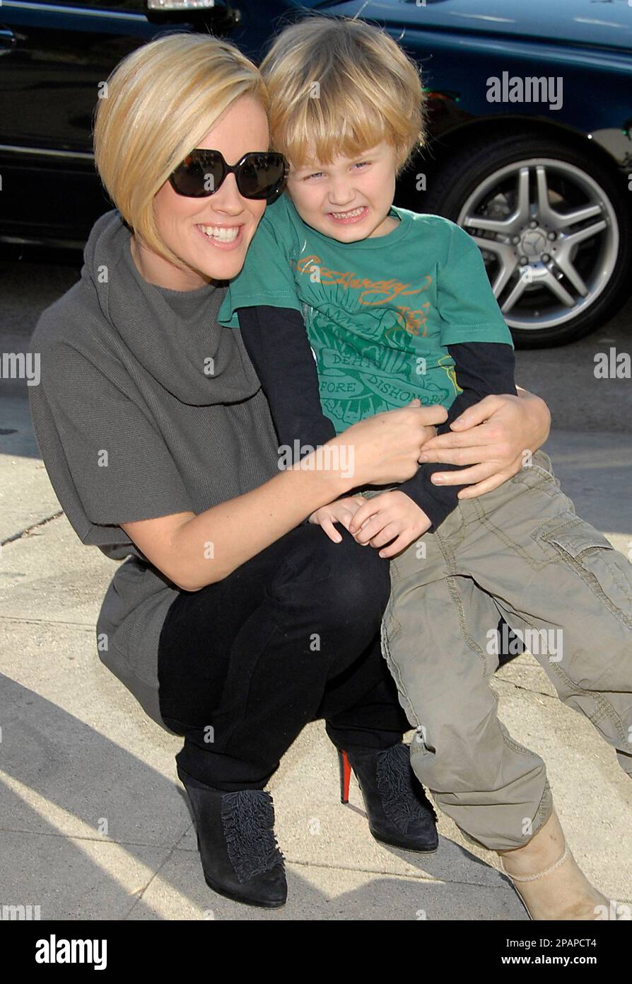 Actress Jenny McCarthy, left, and son Evan Asher, right, pose at the ...
