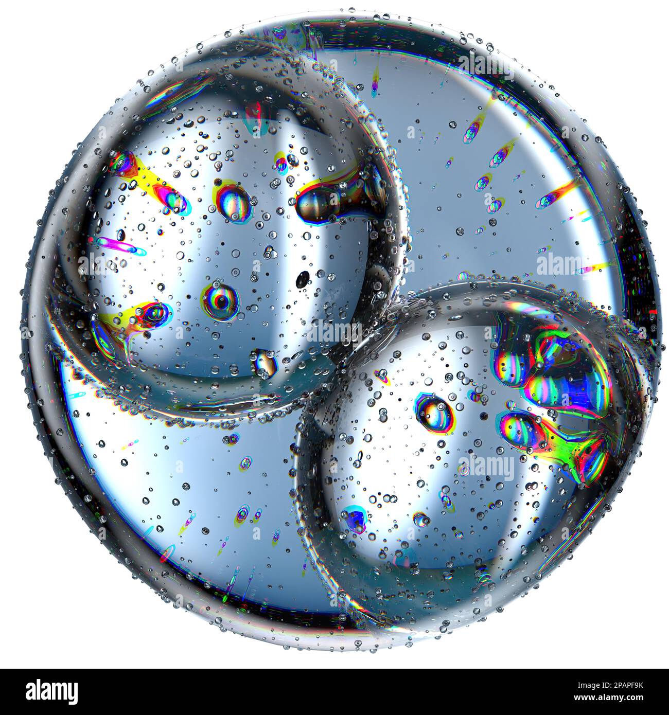 Transparent water droplets like splitting cell nuclei isolated 3D rendering fresh and clean ...