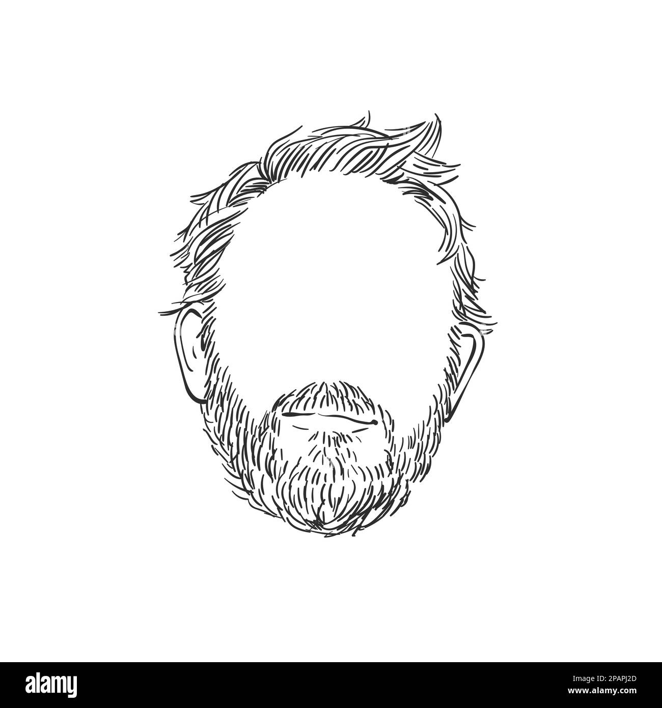 Vector sketch of man's head with no face, Hand drawn illustration ...