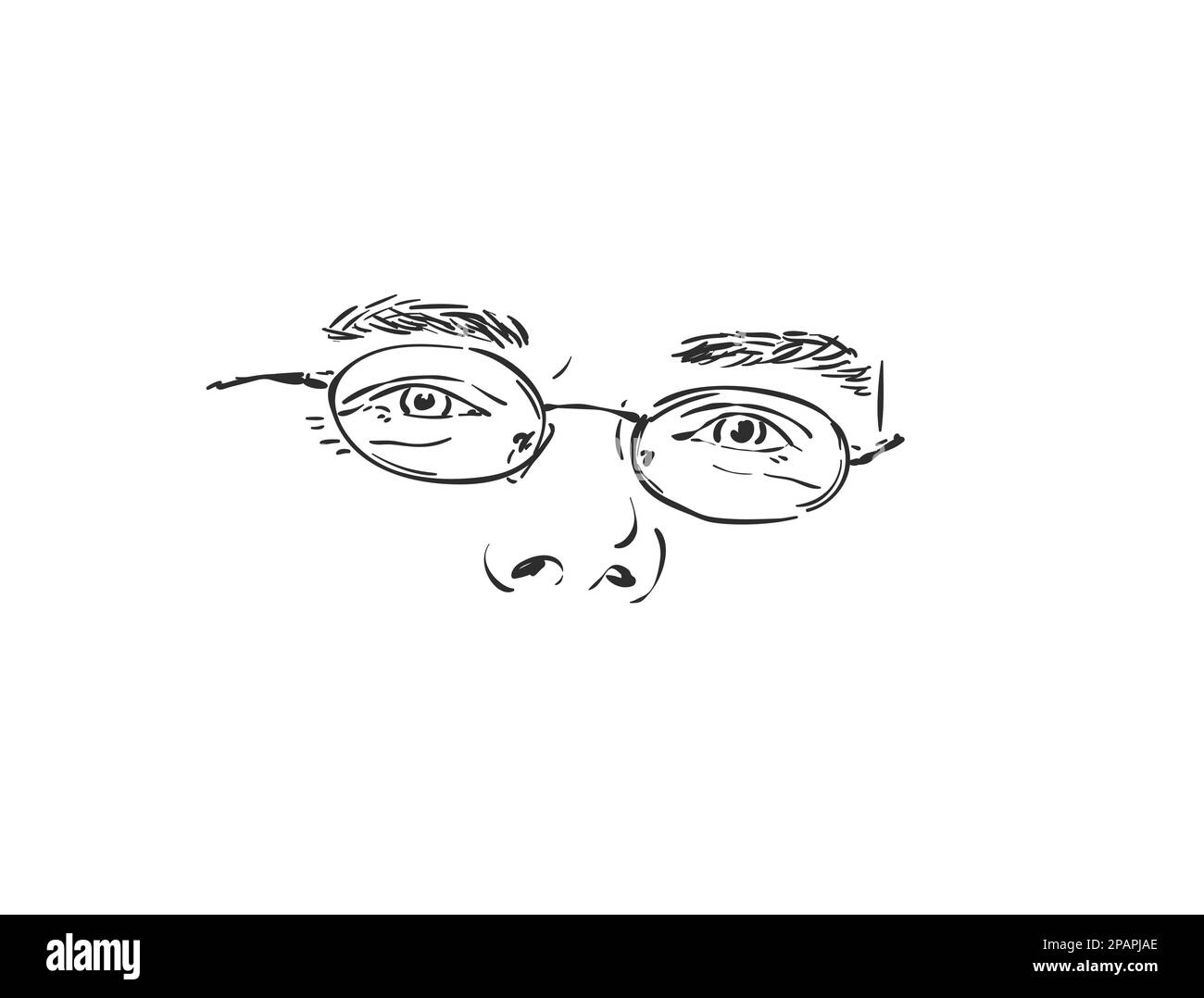 Isolated man eyes in eyeglasses, Hand drawn vector sketch Stock Vector ...