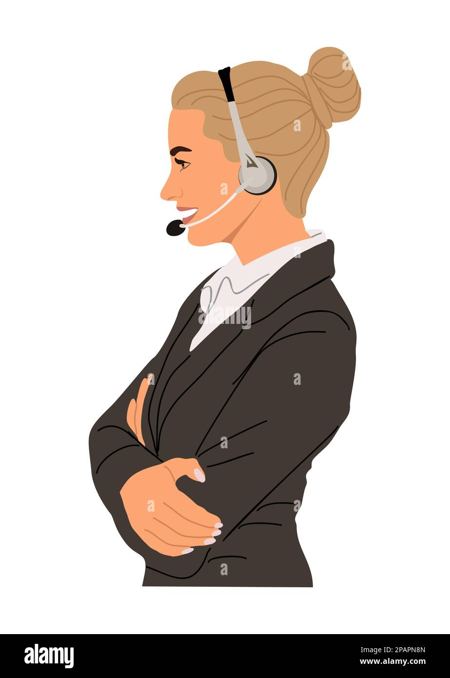 Call center hotline agent vector isolated on white Stock Vector Image ...