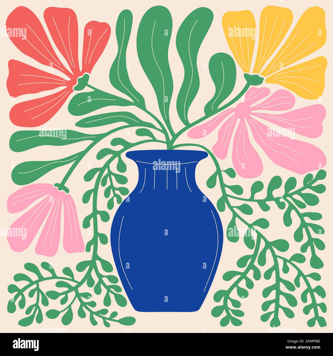 Groovy abstract organic plant shapes art. Matisse floral poster in ...