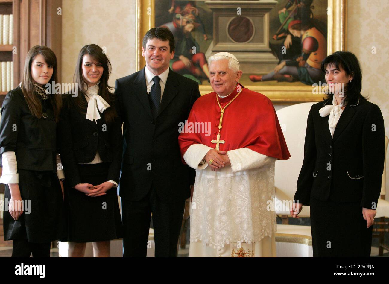 Pope Benedict XVI, second from right, is photographed with Albanian ...
