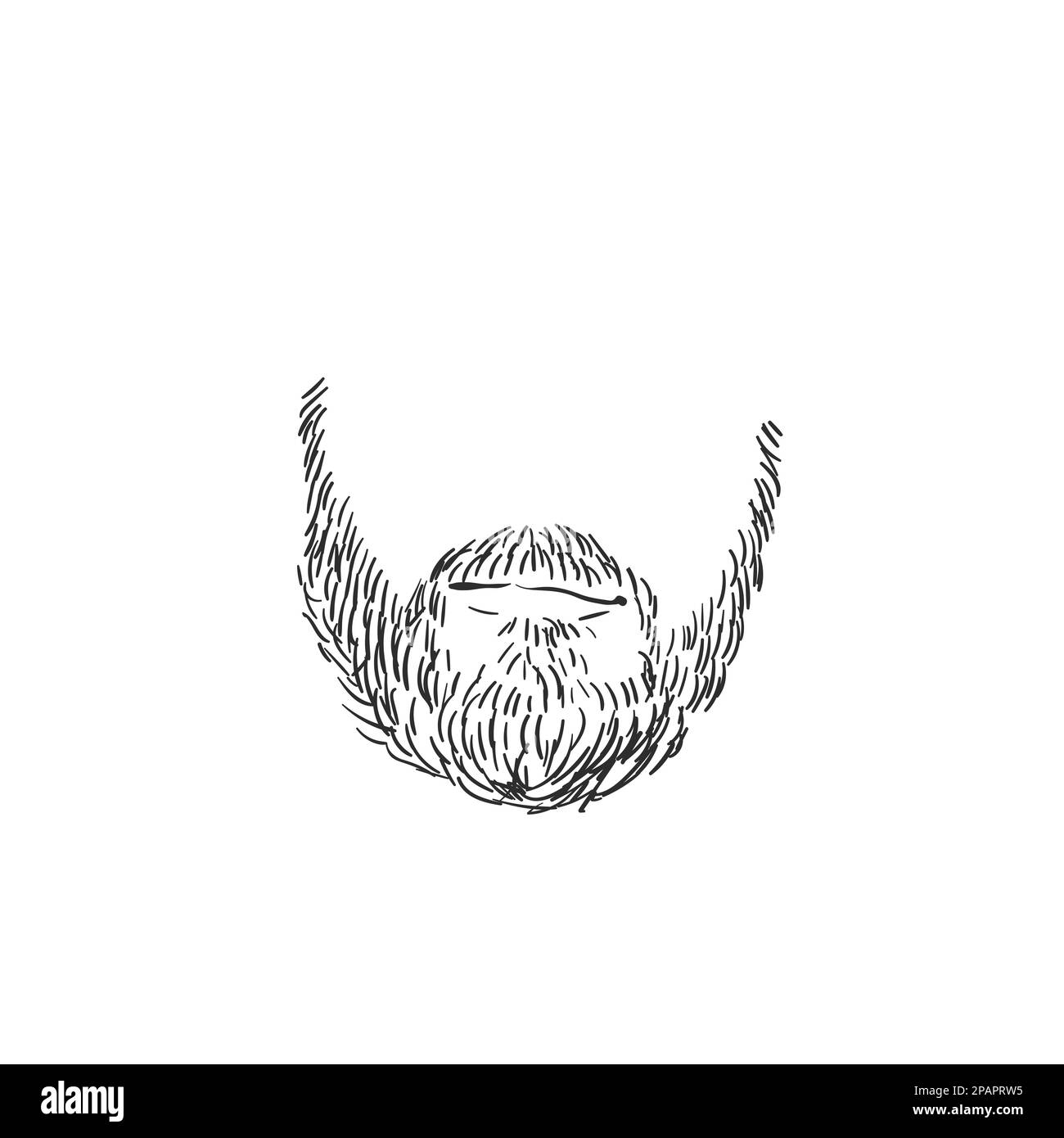 Isolated beard with mustaches and lips, Hand drawn vector sketch Stock ...