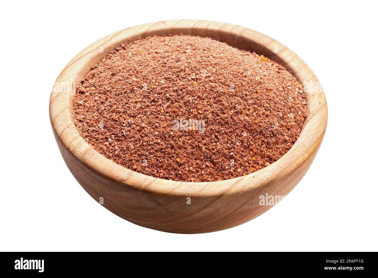 Fish food in a wooden bowl for feeder fishing isolated on white ...