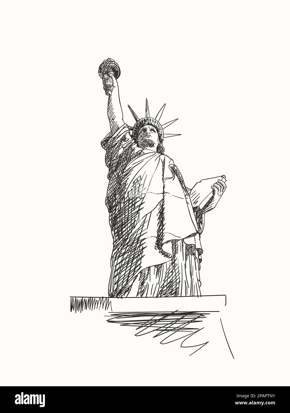 Sketch of Statue of Liberty New York City USA, Hand drawn vector ...