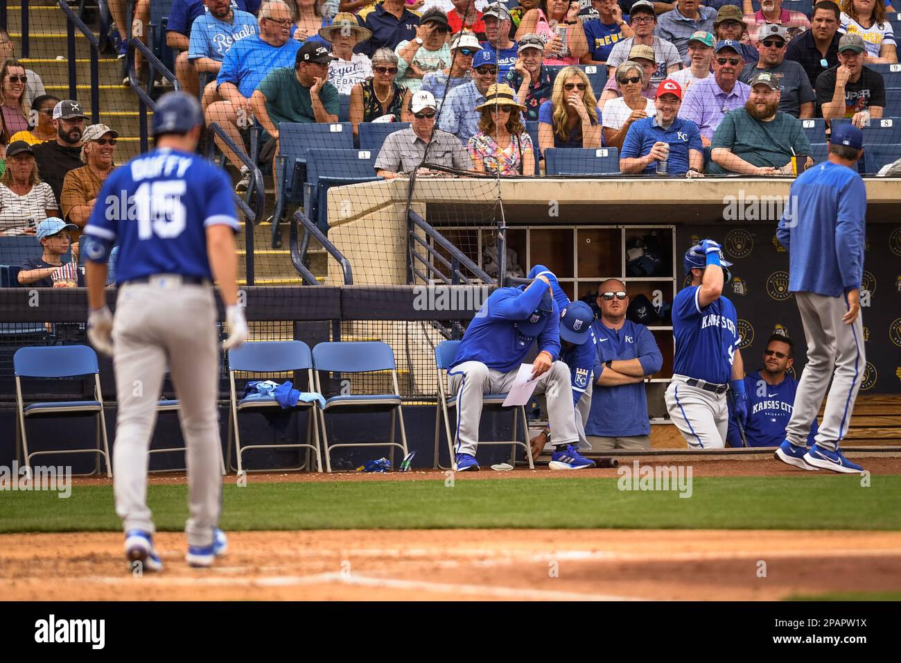 Glendale, United States. 24th Feb, 2023. Kansas City Royals dugout ...