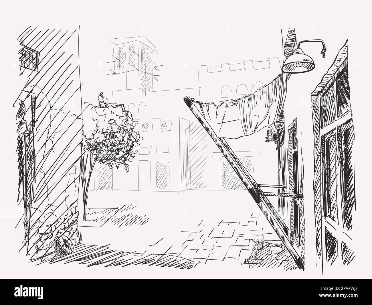 Sketch of old Dubai heritage city architecture, Hand drawn vector ...