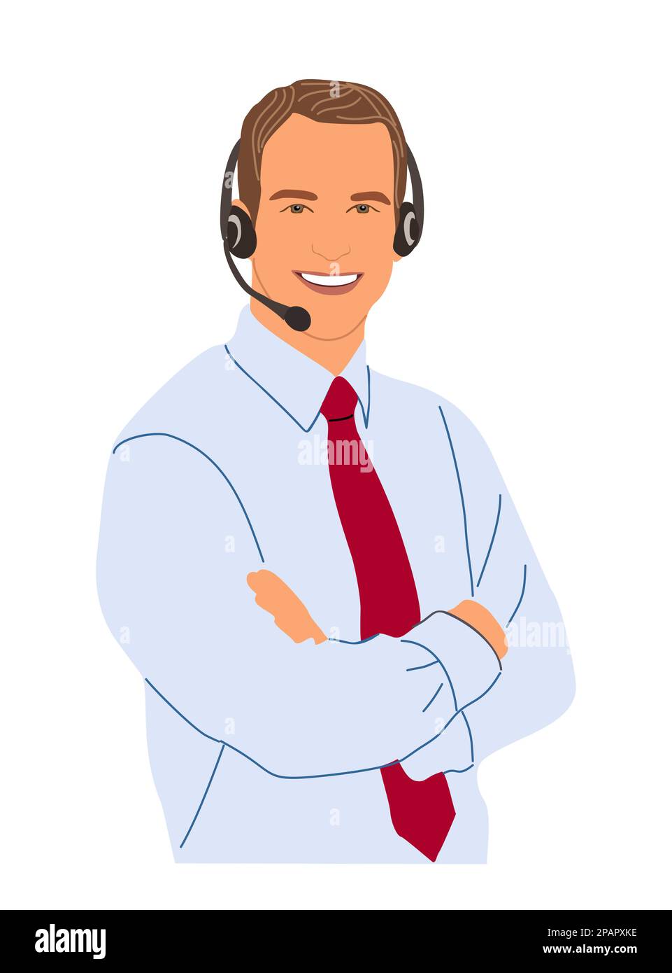 Call center hotline agent vector isolated on white Stock Vector Image ...
