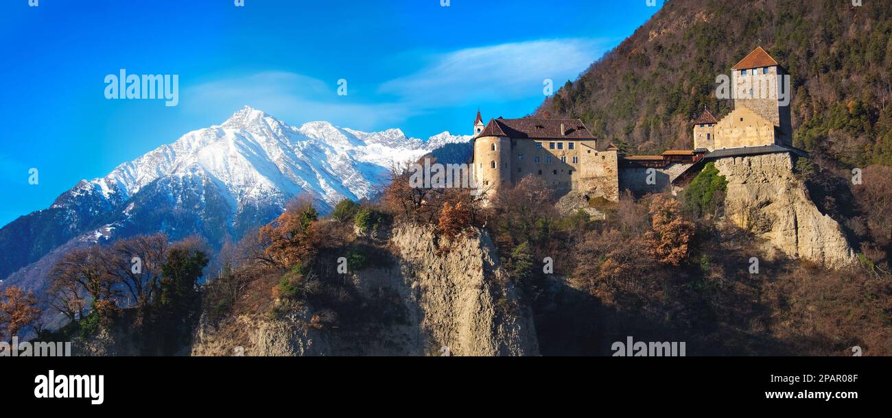 horizontal panoramic landscape of Castel Tirolo Merano italian ...