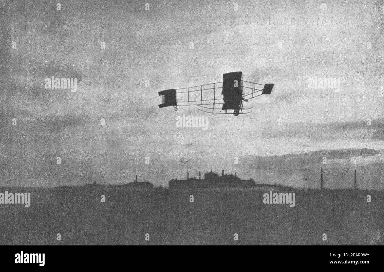Flight of Mikhail Efimov on the airplane in 1910. Photo from 1910 Stock ...