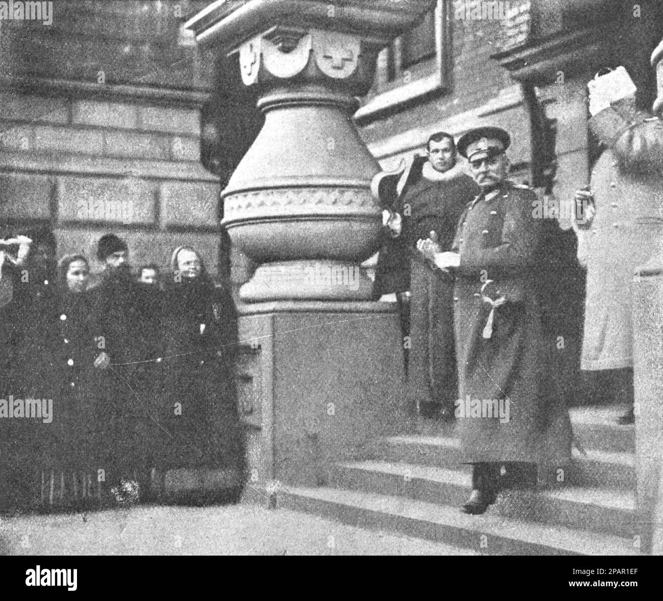 King Peter I of Serbia during a visit to the Church of the Resurrection ...