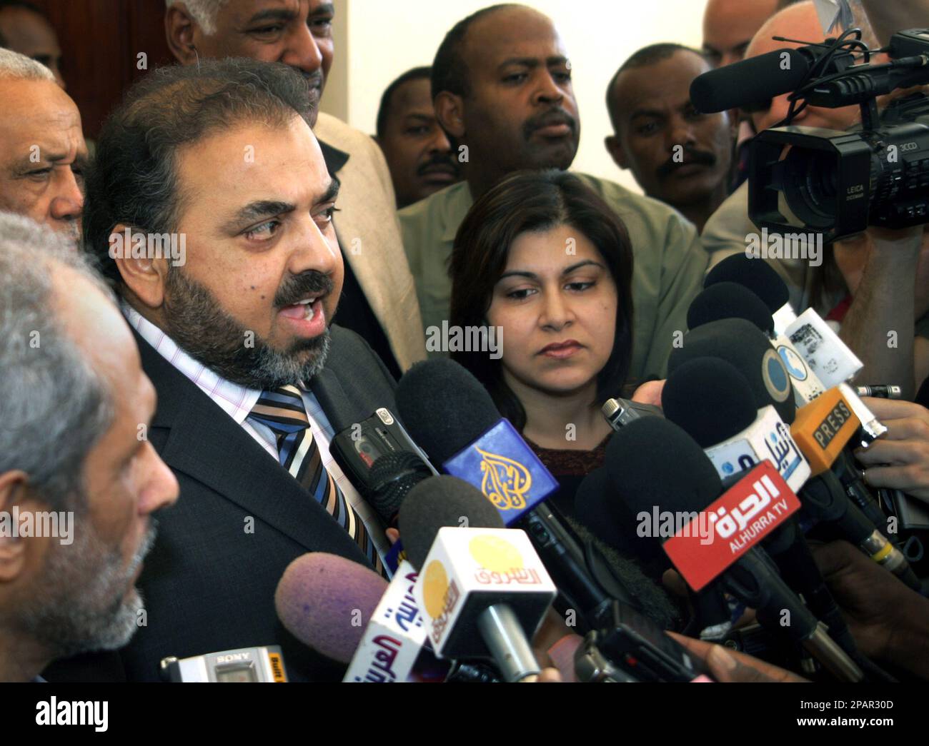 Lord Nazir Ahmed talks during a presser at the Sudanese Presidential ...