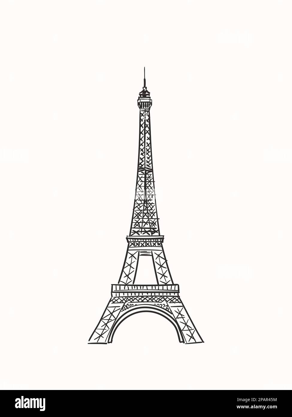 Sketch of Eiffel Tower in Paris, France, Hand drawn vector illustration ...
