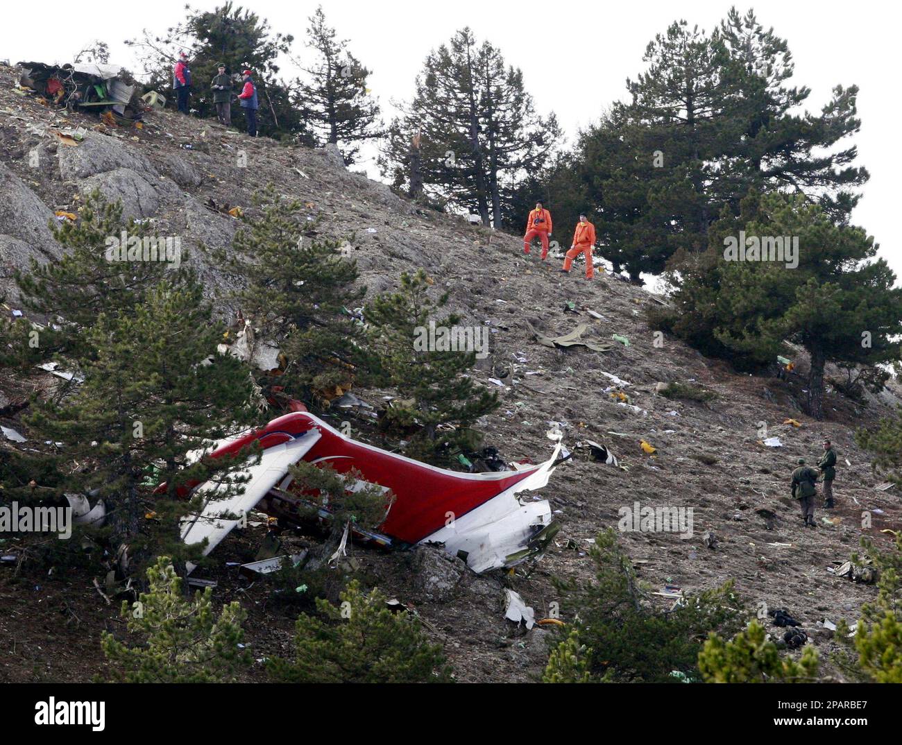 Wreckage of a crashed passenger plane of the Atlasjet company is seen ...