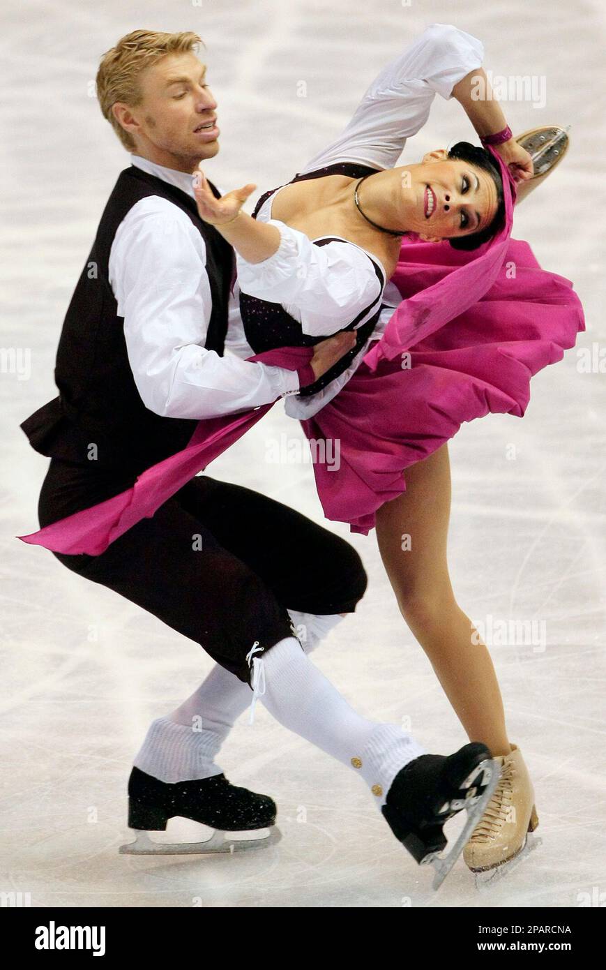 Isabelle Delobel, right, and Olivier Schoenfelder of France perform ...