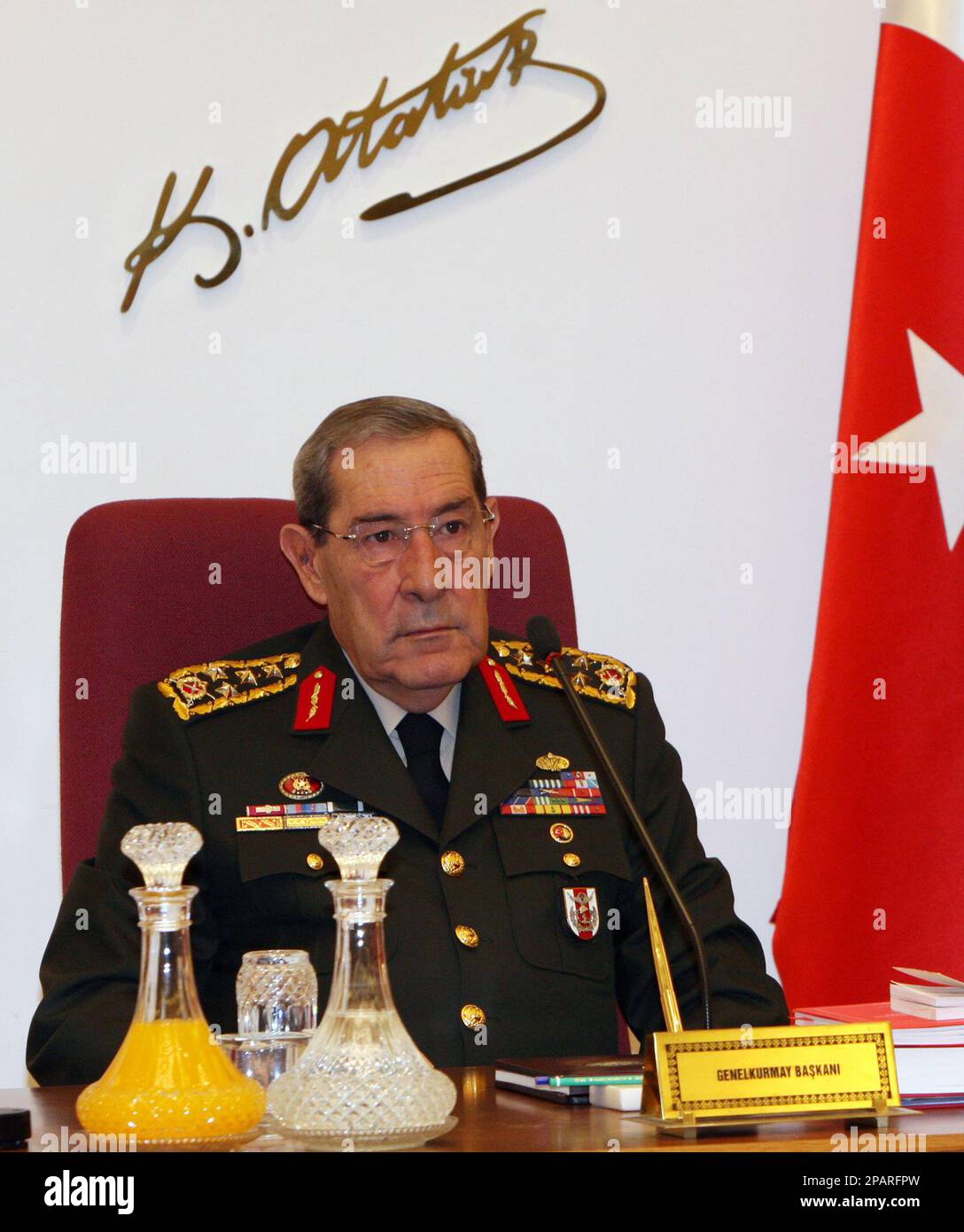 Turkey's Chief of Staff Gen. Yasar Buyukanit looks on during a meeting ...