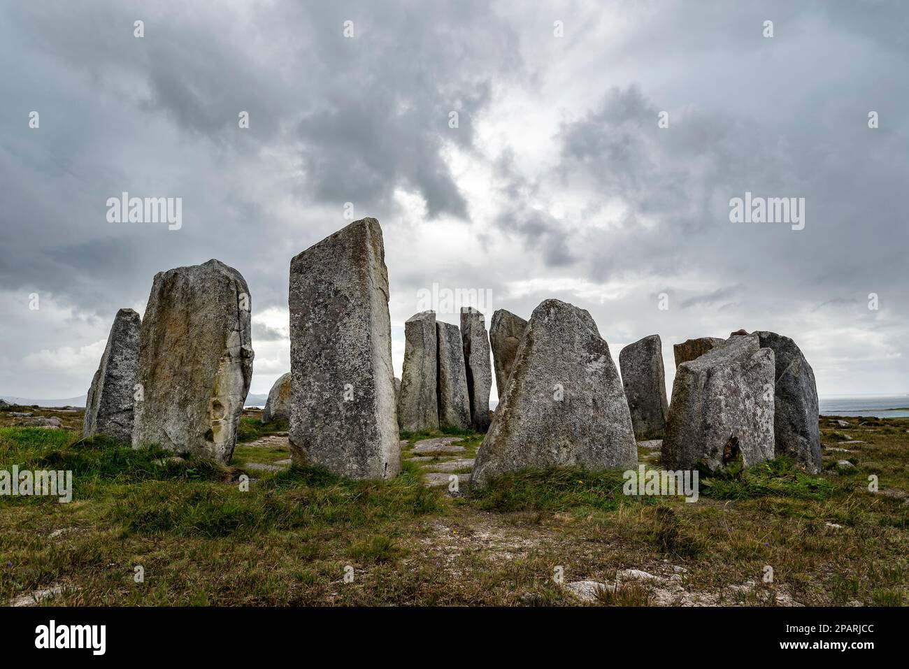 Picturesque stone circle "Deirbhiles Twist" on Mullet peninsula, County ...