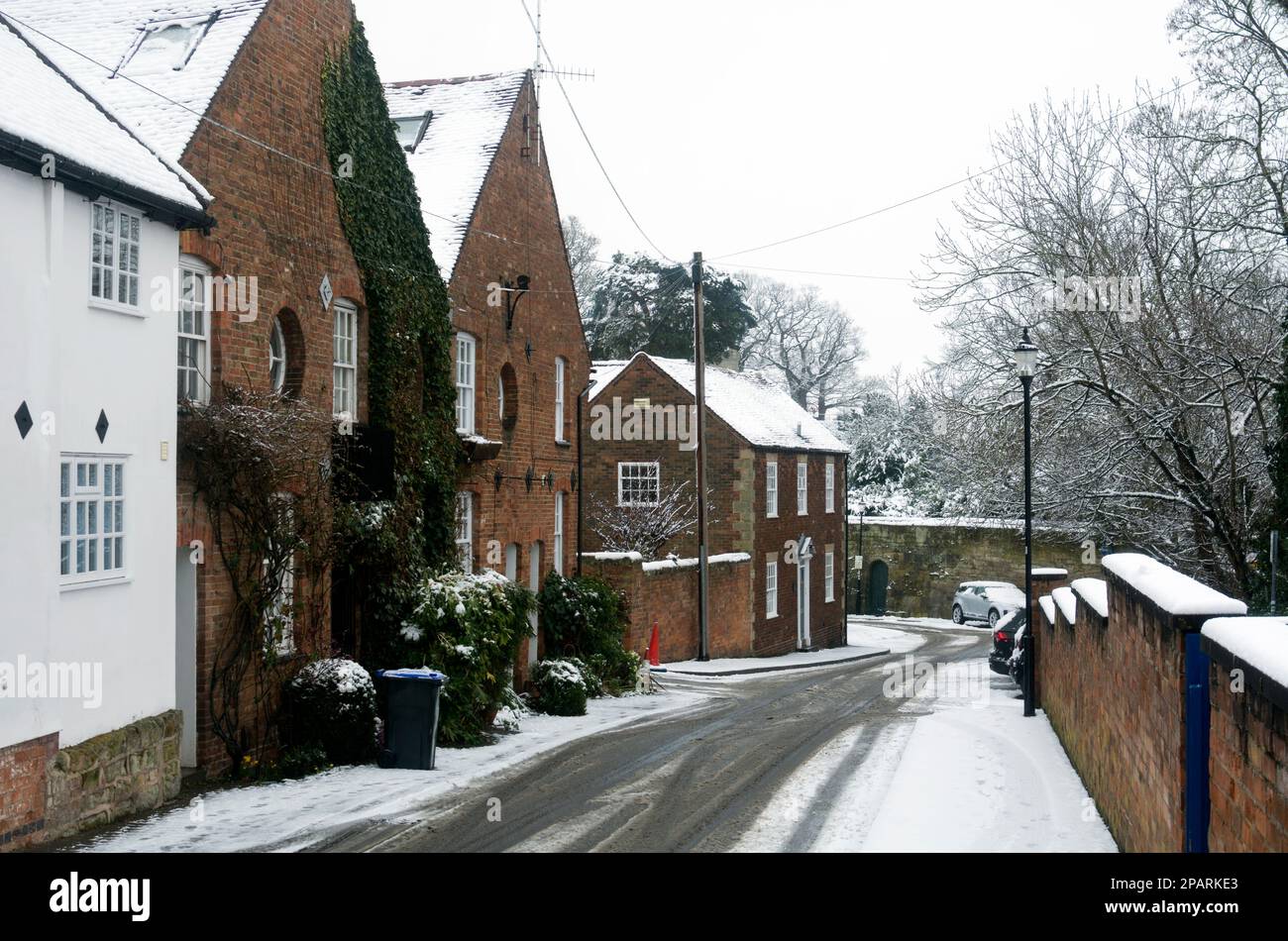 Back Lane in snowy weather, Warwick, Warwickshire, UK Stock Photo - Alamy