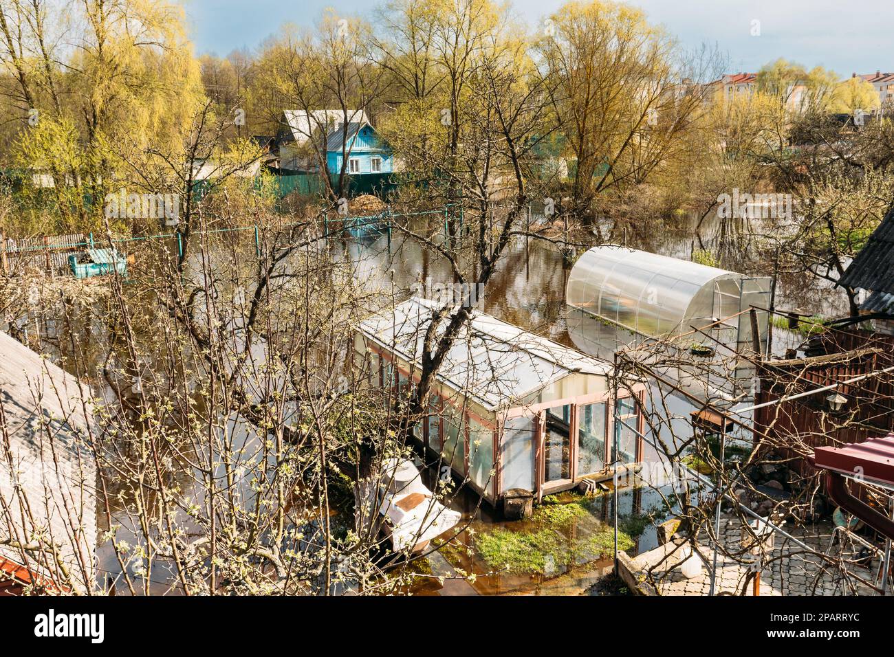 Vegetable Garden Beds In Water During Spring Flood floodwaters during ...