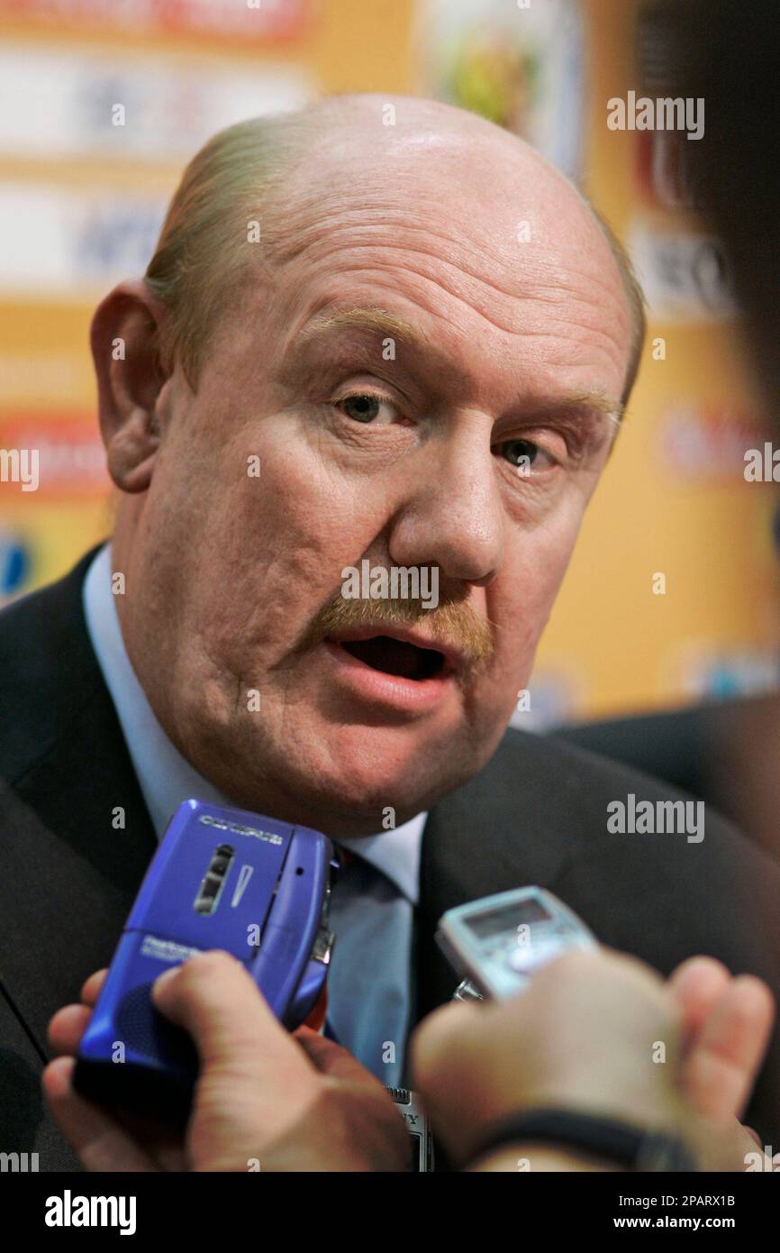 English Football Assocation CEO Brian Barwick speaks to the media after ...