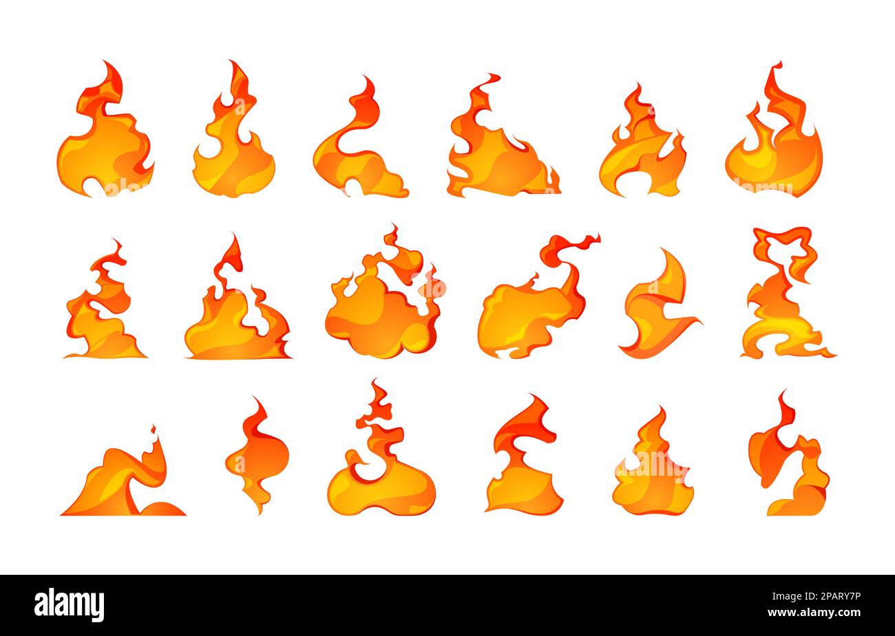 Cartoon fire flame. Heat explosion danger energy blazing ignition, fire ...