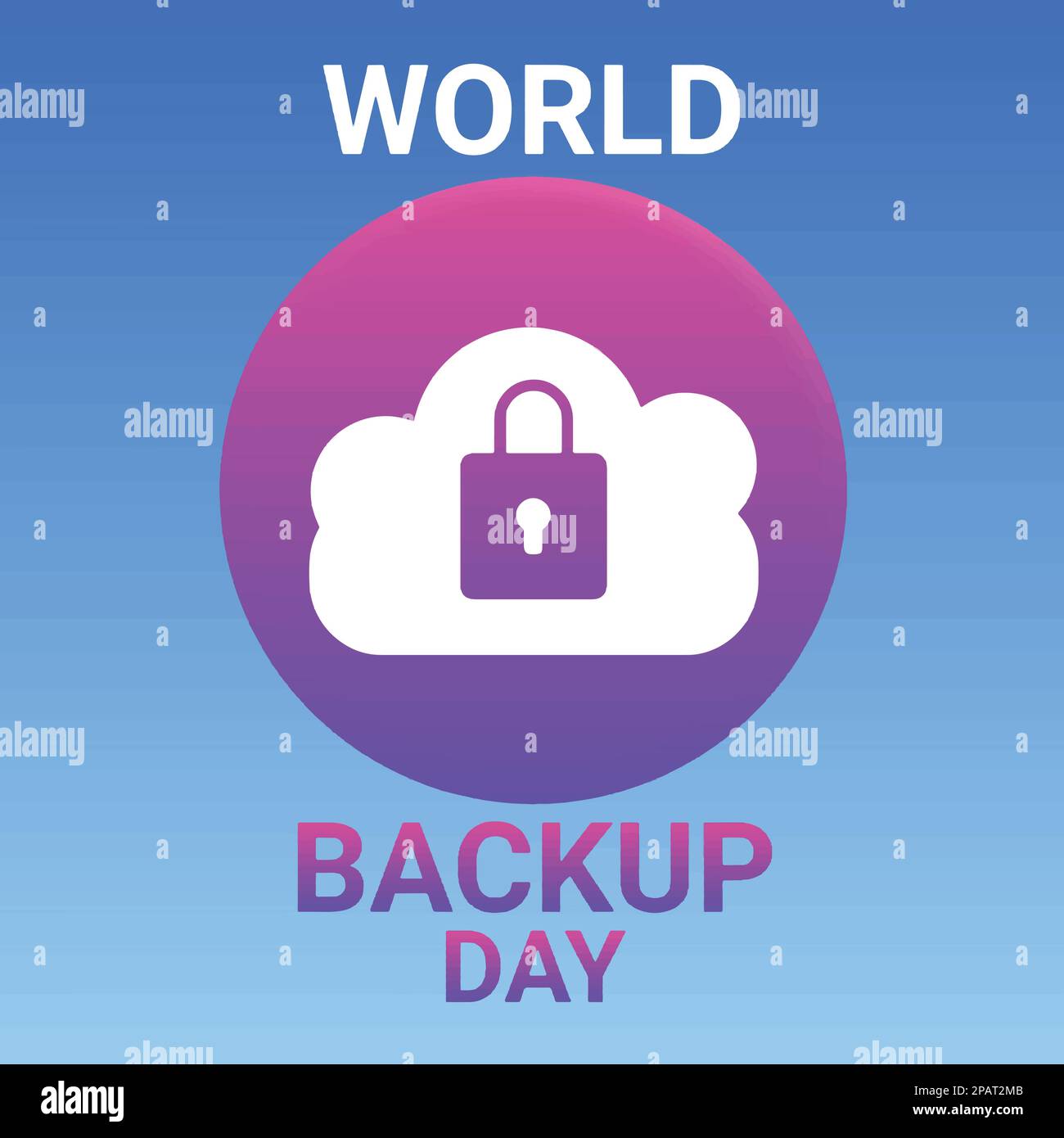 World Backup Day concept. Cloud with lock on blue sky background ...
