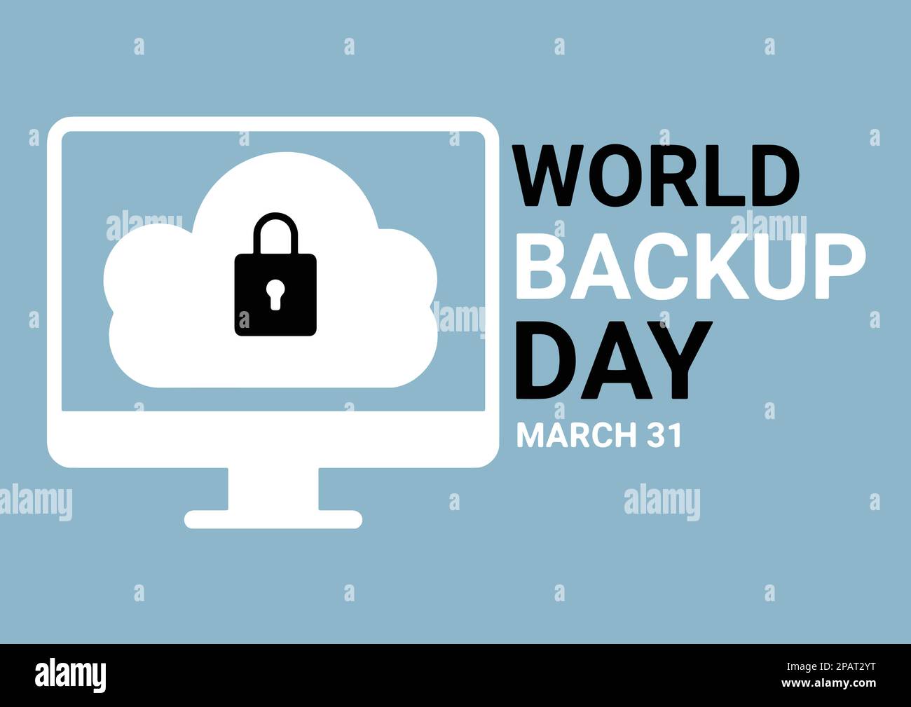 World Backup Day concept. March 31. Lock on computer screen. Holiday concept. Template for ...