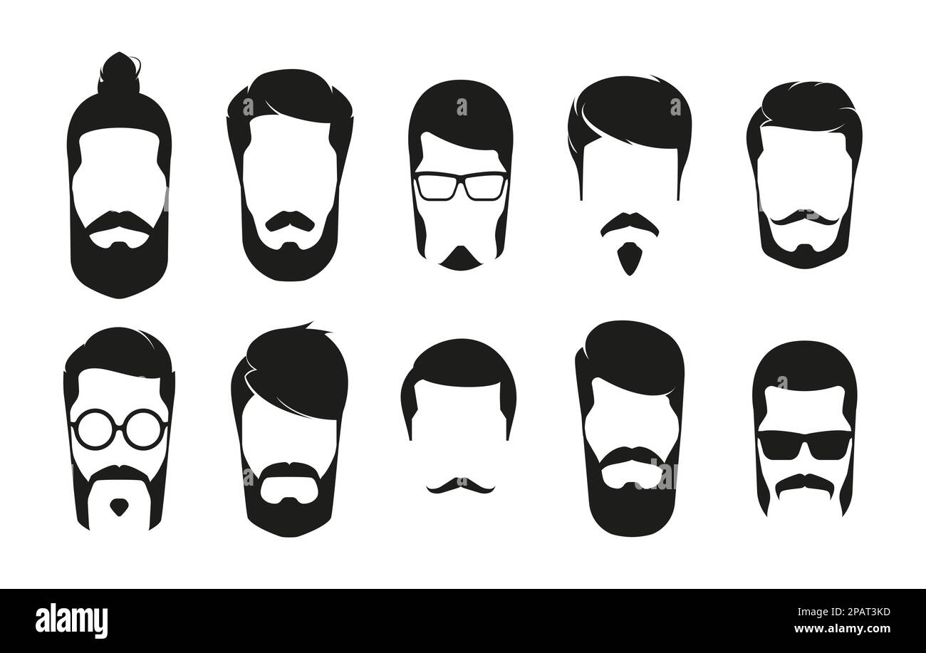 Bearded Man Head Hipster Dapper Male Portraits With Mustaches And