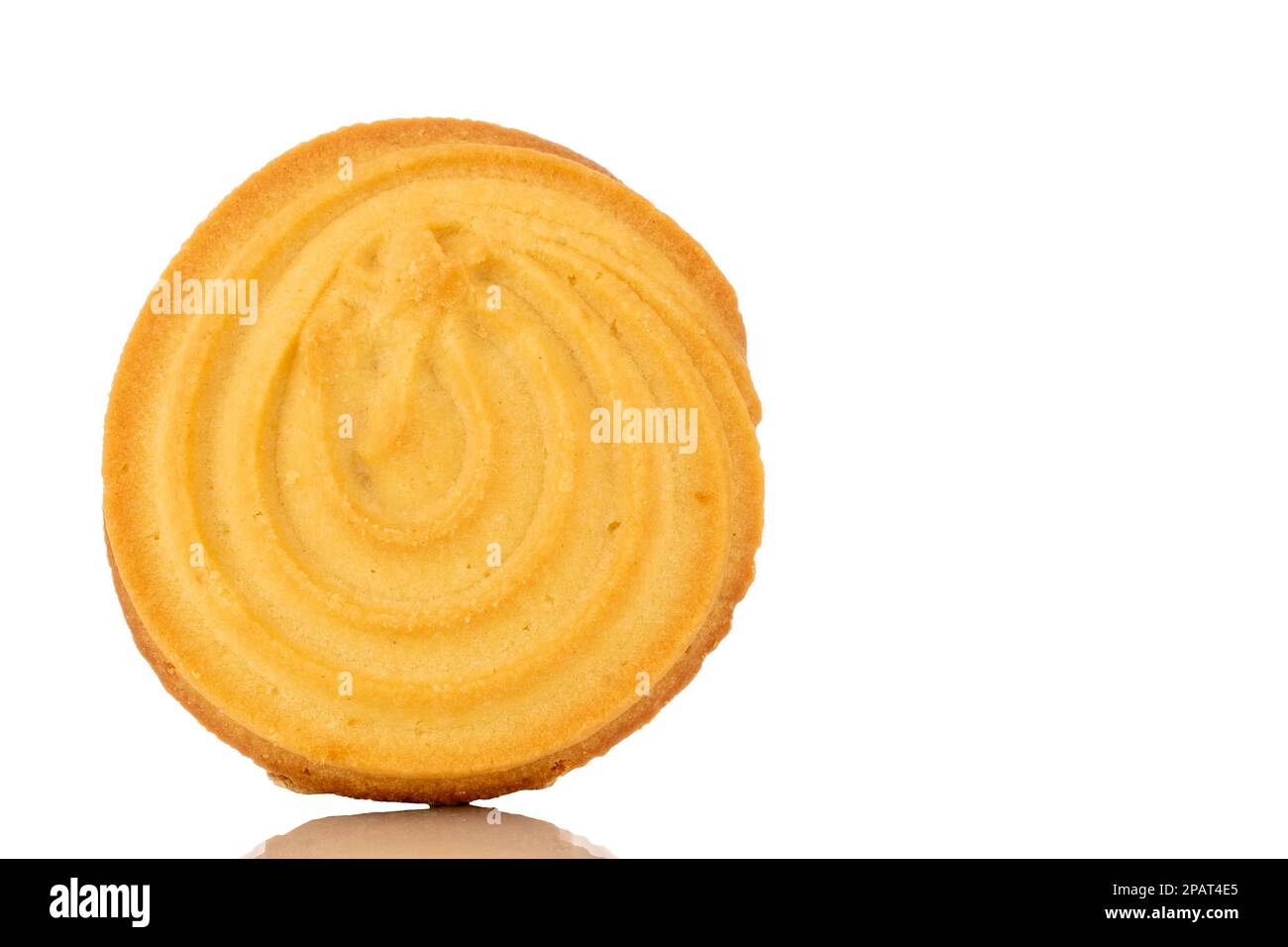 One sweet cookie with butter, macro, isolated on white background Stock ...