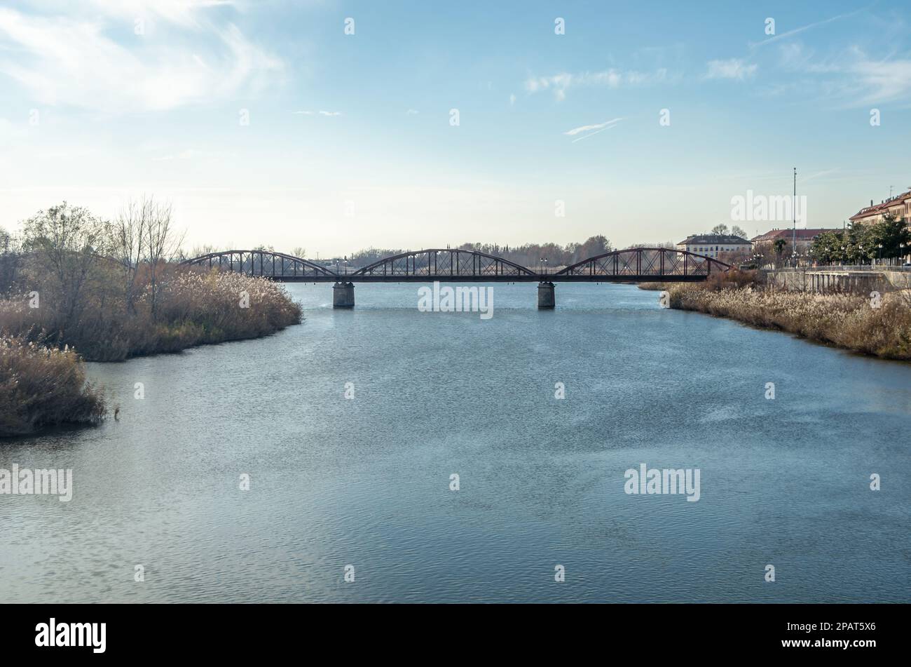 View of the Tagus River as it passes through the town of Talavera de la ...