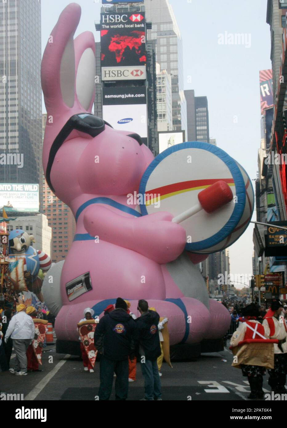 The Energizer Bunny float moves through Times Square during the Macy's ...