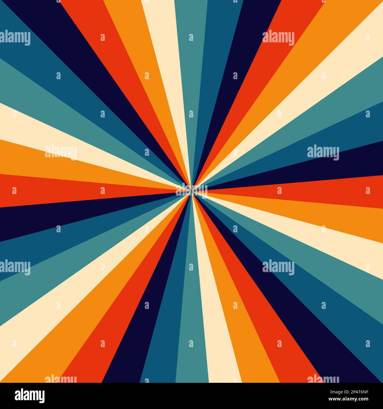 Retro Vintage sunburst starburst in colorful 70's rainbow. Red, blue ...
