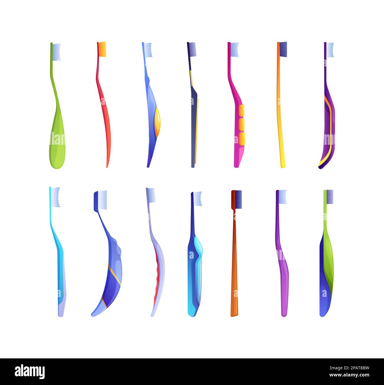 Toothbrush collection. Cartoon dental brush with bristle, teeth hygiene ...