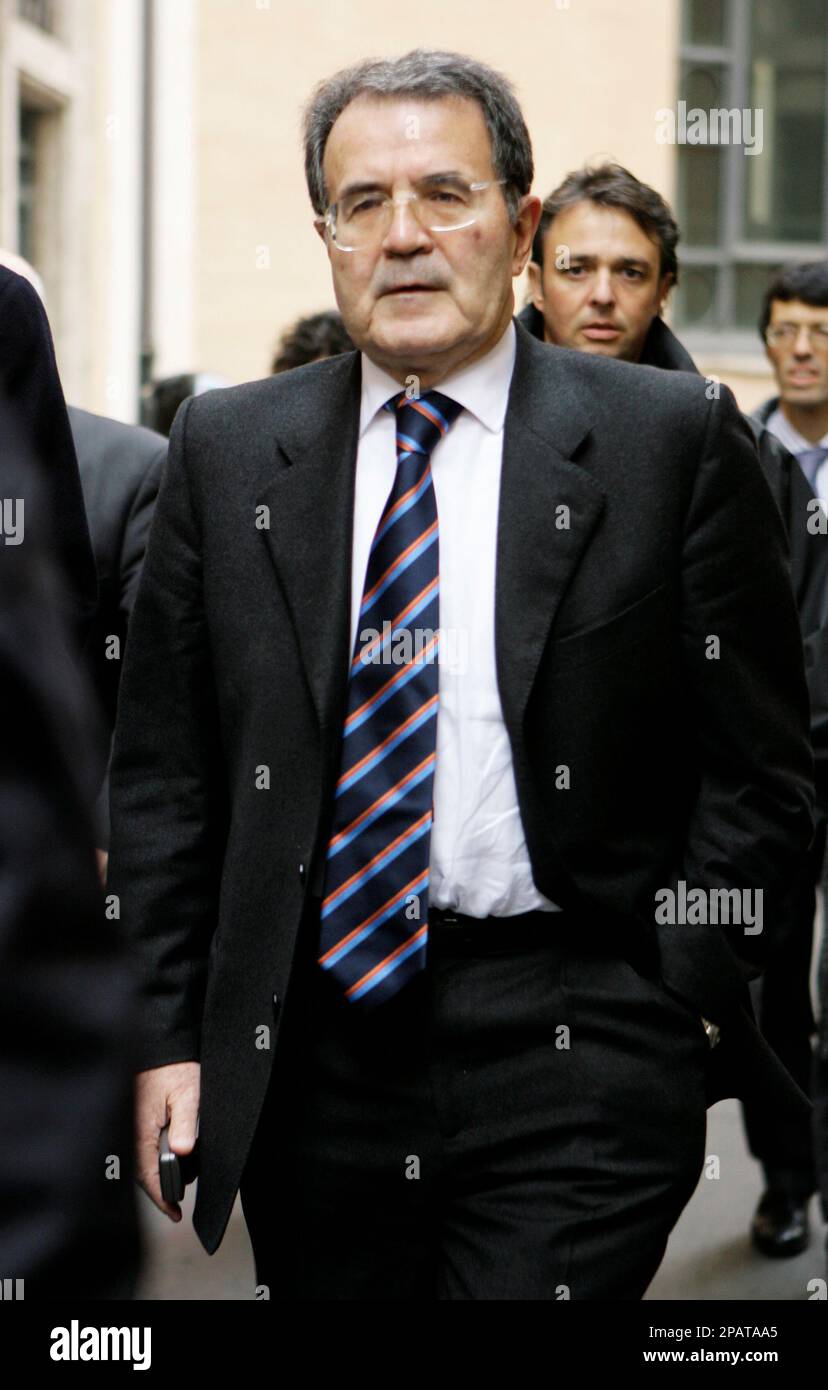 Italian Premier Romano Prodi walks in downtown Rome, Wednesday, Nov.21 ...
