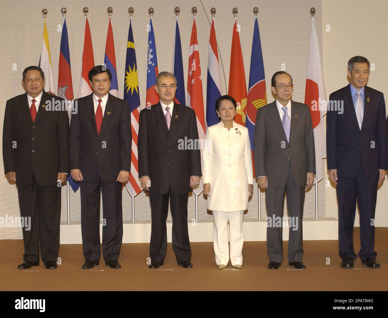 Japanese and Southeast Asian leaders stand for group photograph during ...