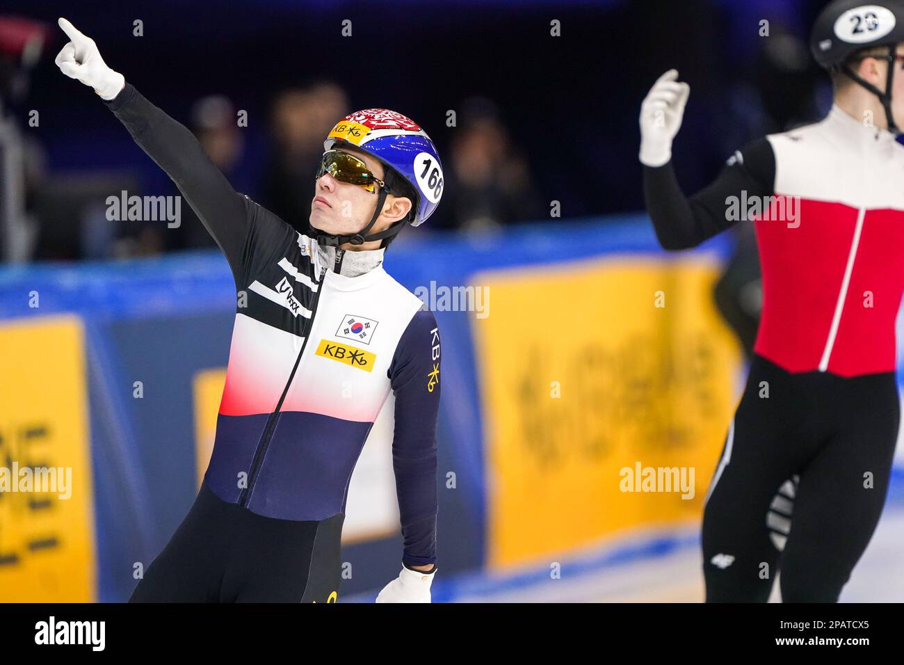 SEOUL, KOREA - MARCH 12: Kyunghwan Hong of Korea reacts after competing ...