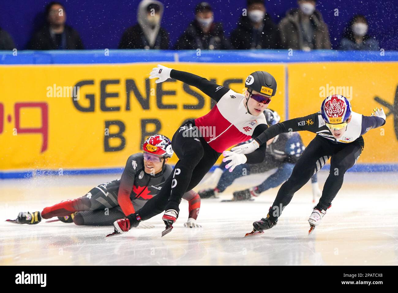 SEOUL, KOREA - MARCH 12: Michal Niewinski of Poland and Kyunghwan Hong ...