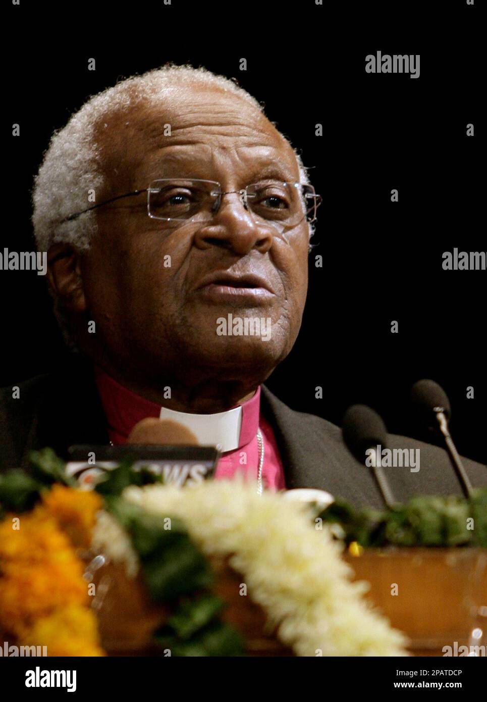 Nobel peace laureate Archbishop Desmond Tutu delivers the Jawaharlal ...