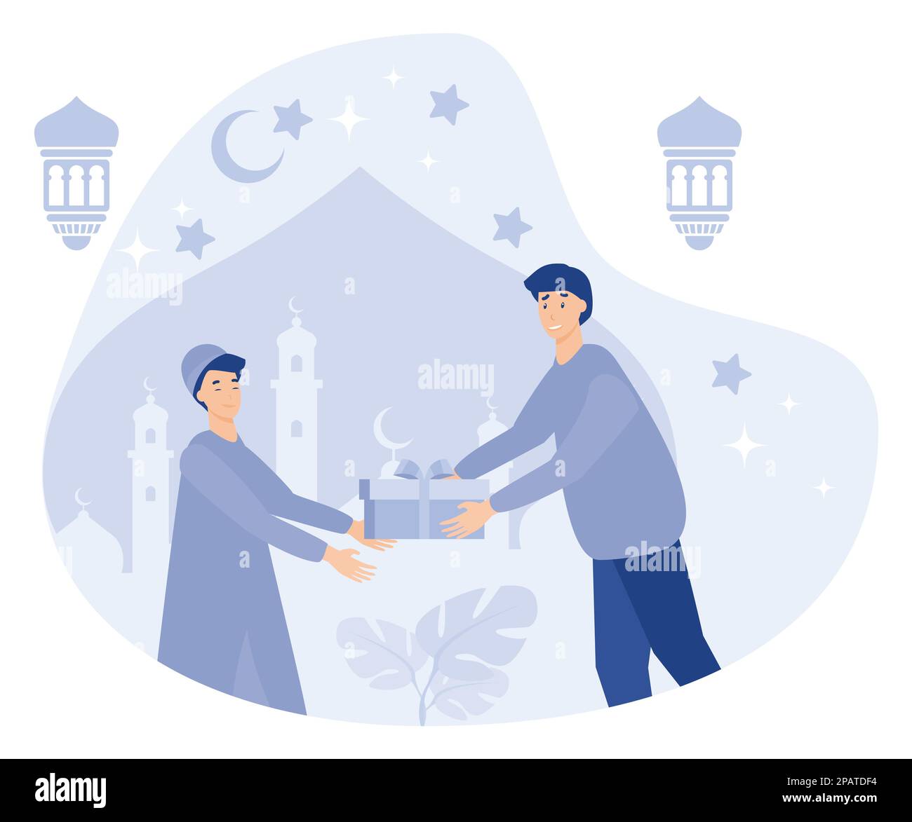 Muslim people giving sadaqa to poor people, ramadhan kareem, flat ...