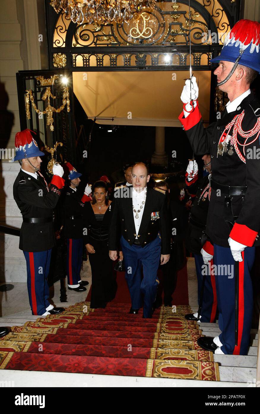 Prince Albert II of Monaco and Princess Stephanie of Monaco arrive at ...