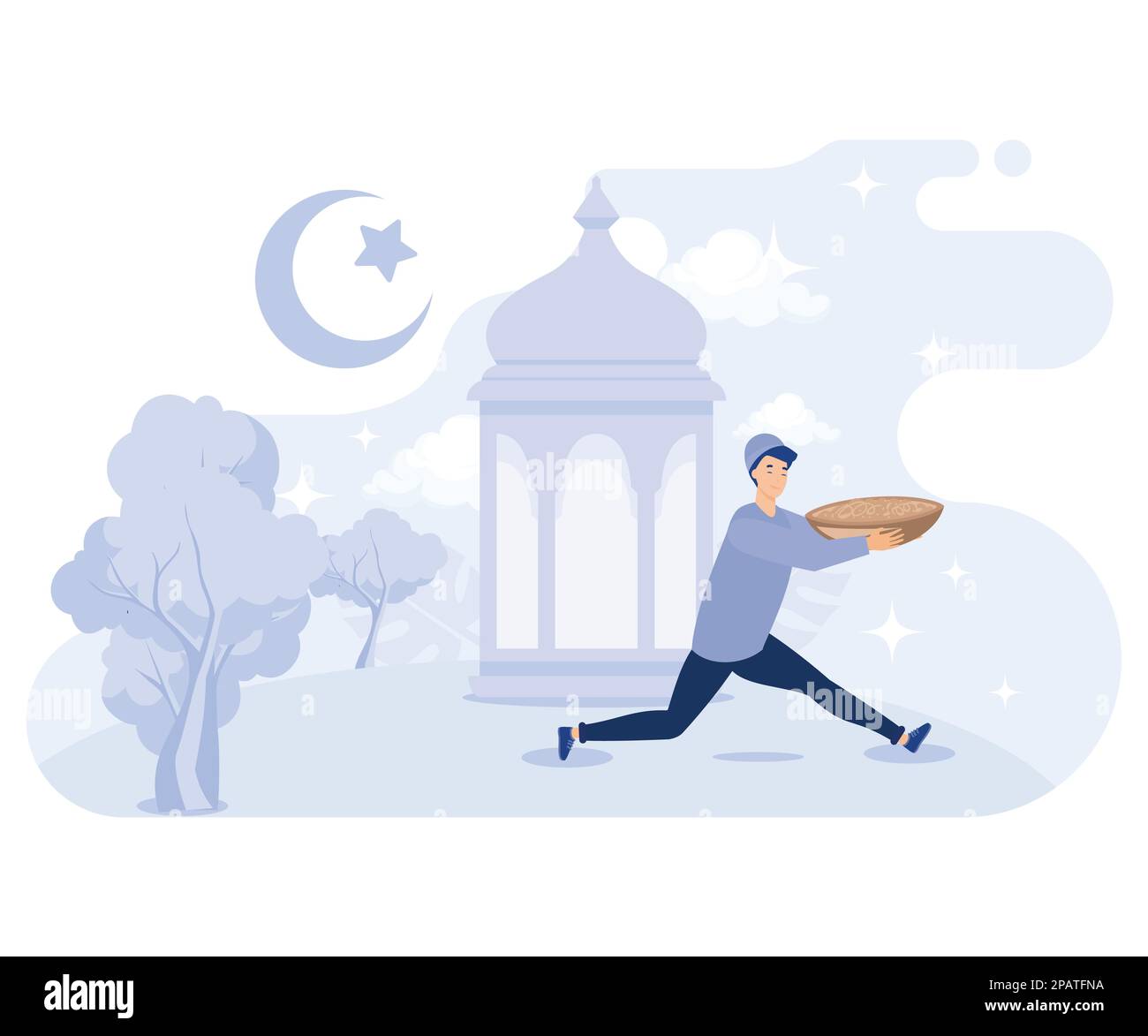 Iftar Eating After Fasting feast party concept, Moslem family dinner on ...