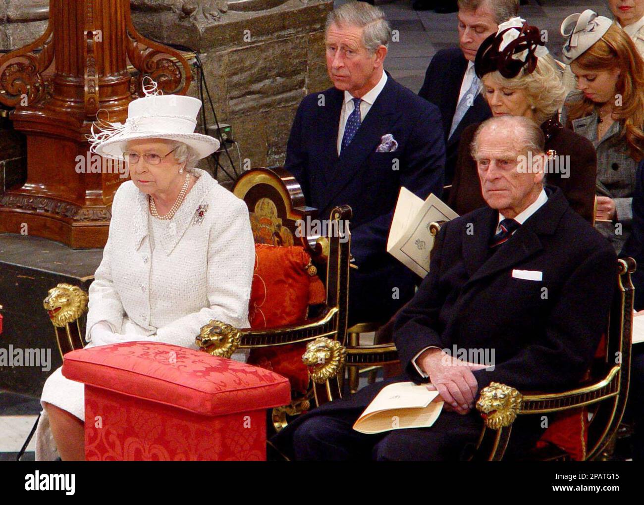 Britain's Queen Elizabeth and the Prince Philip attend the service of ...