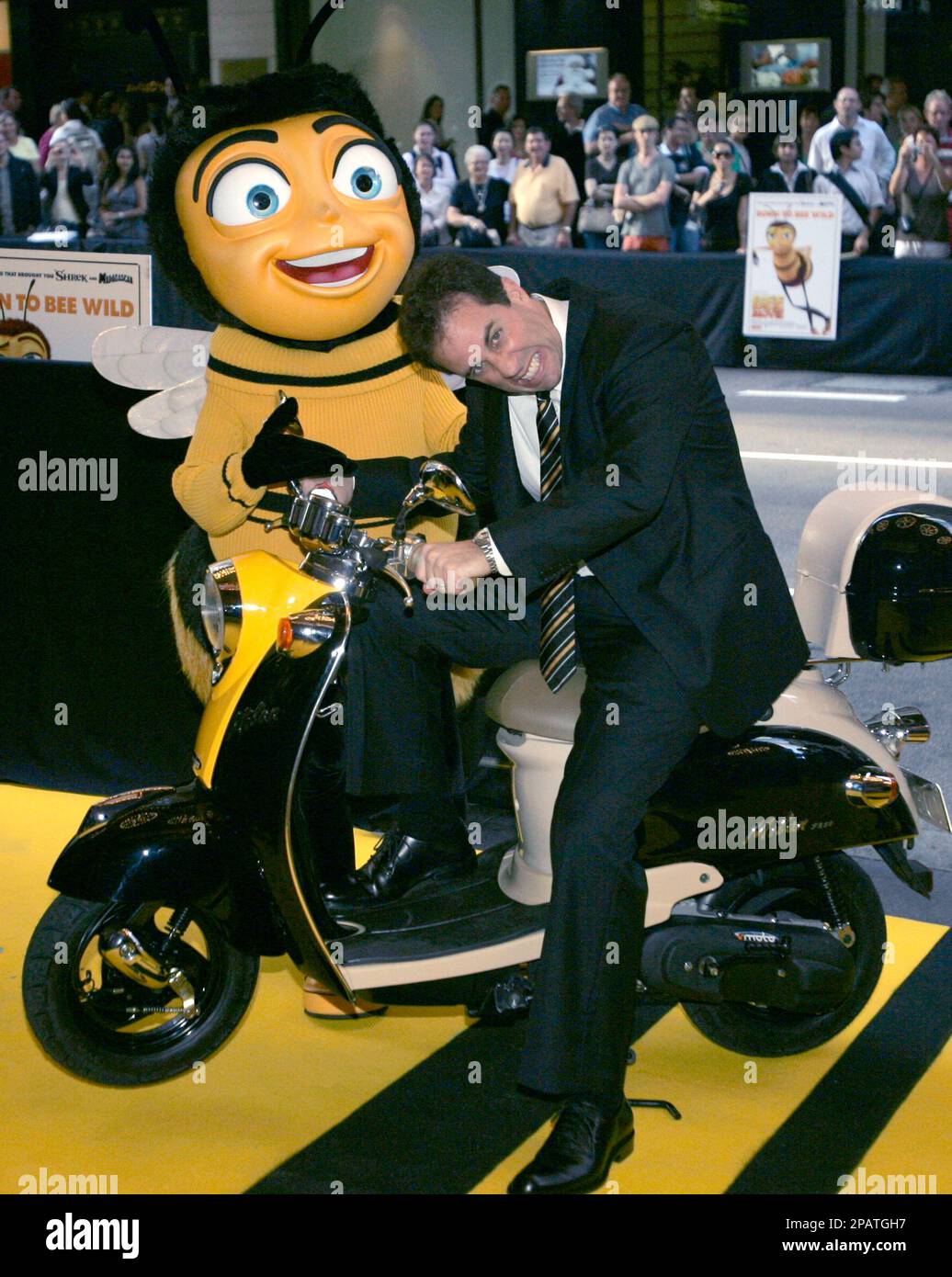 Actor Jerry Seinfeld imitates his cartoon character as he arrives at ...